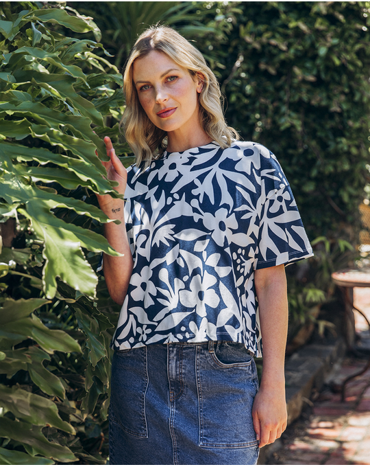 ELM STENCIL FLORAL TEE - Tops : Status Clothing - ELM S 24