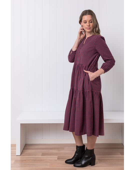 JUMP TIERED CHECK DRESS - Dresses : Status Clothing - JUMP W 23